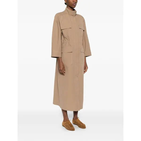 Brunello Cucinelli High Neck Dress With Drawstring Waist - Cream