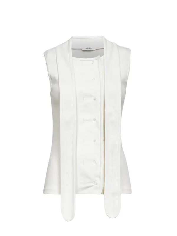 LEMAIRE Asymmetrical Fitted Ribbed Jersey Top With Convertible Tie