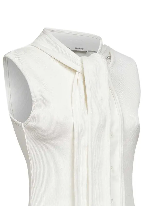 LEMAIRE Asymmetrical Fitted Ribbed Jersey Top With Convertible Tie