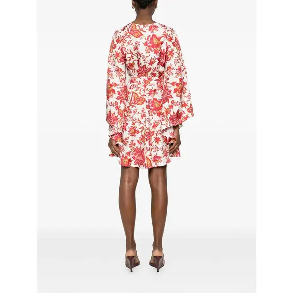 Etro Floral Print Silk Day Dress - White