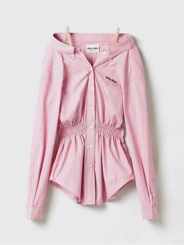 Miu Miu Striped Cotton Shirt - Pink
