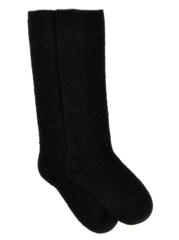 Valentino Garavani Mohair Socks With Vlogo - Black