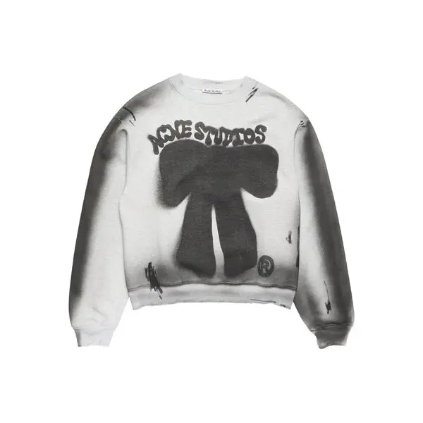 Acne Studios Grey Graphic Print Crewneck Sweatshirt - Gray