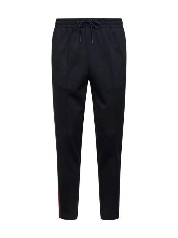 Gucci Dark Blue Technical Jersey Jogging Trousers With Web