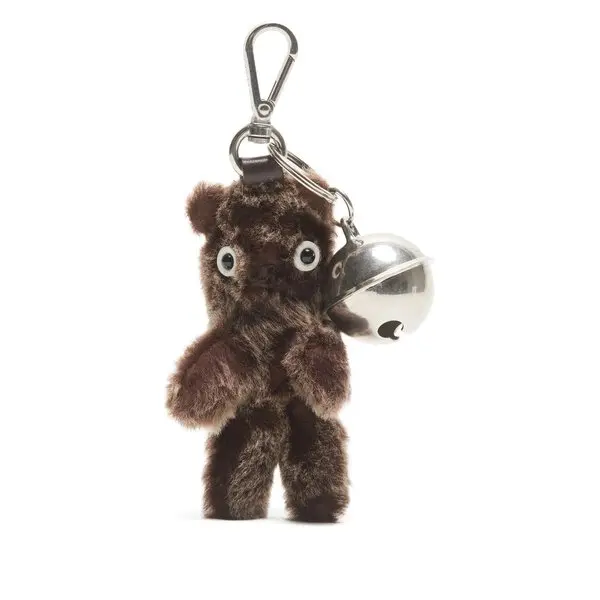 Acne Studios Teddy Bear Charm With Metallic Bell - Brown