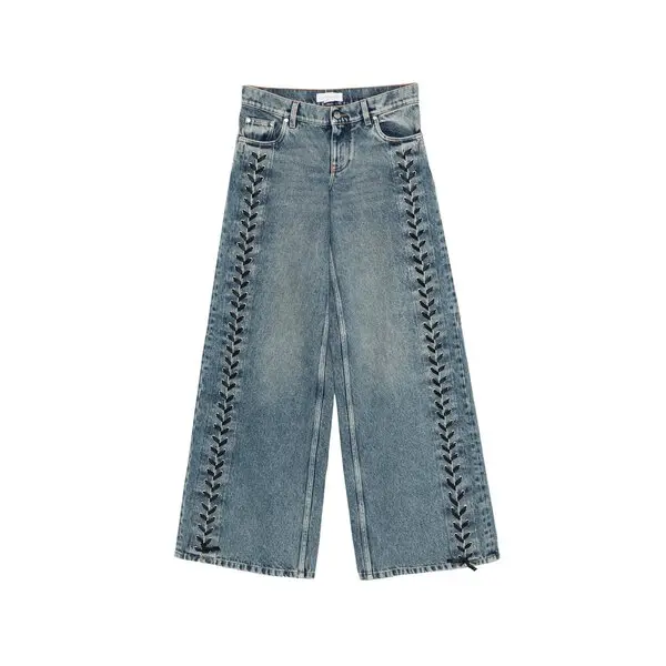 Stella McCartney Lace-up Detail Wide-leg Jeans - Blue