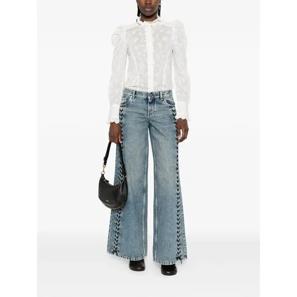 Stella McCartney Lace-up Detail Wide-leg Jeans - Blue