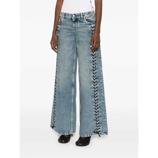 Stella McCartney Lace-up Detail Wide-leg Jeans - Blue
