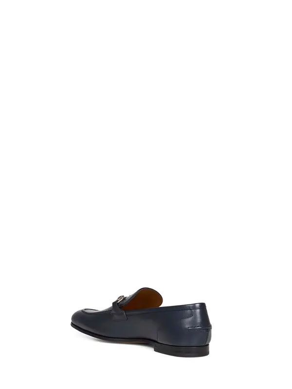 Gucci Dark Blue Leather Jordaan Loafers - Multicolor