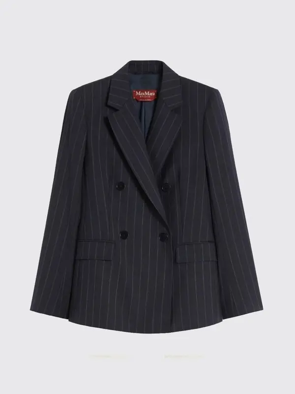 Max Mara Double Breasted Pinstripe Blazer - Blue