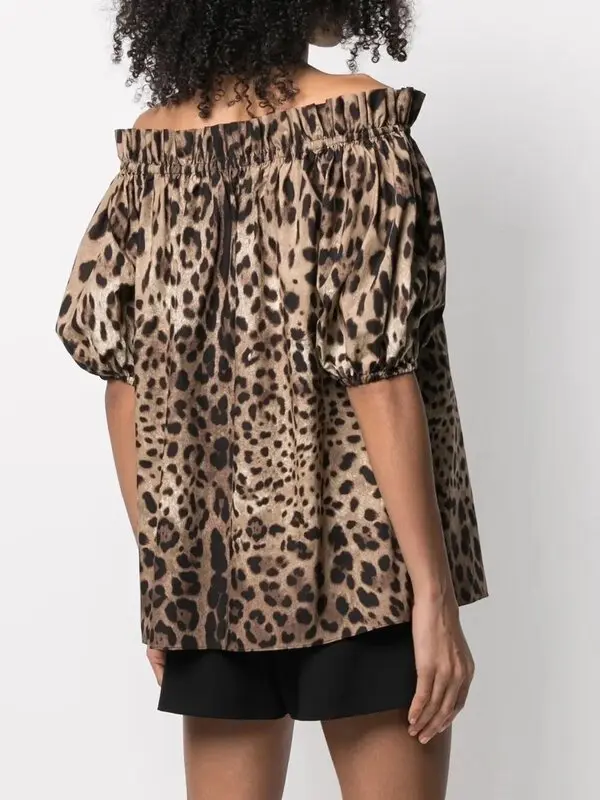 Dolce & Gabbana Leopard Print Off-the-shoulder Blouse