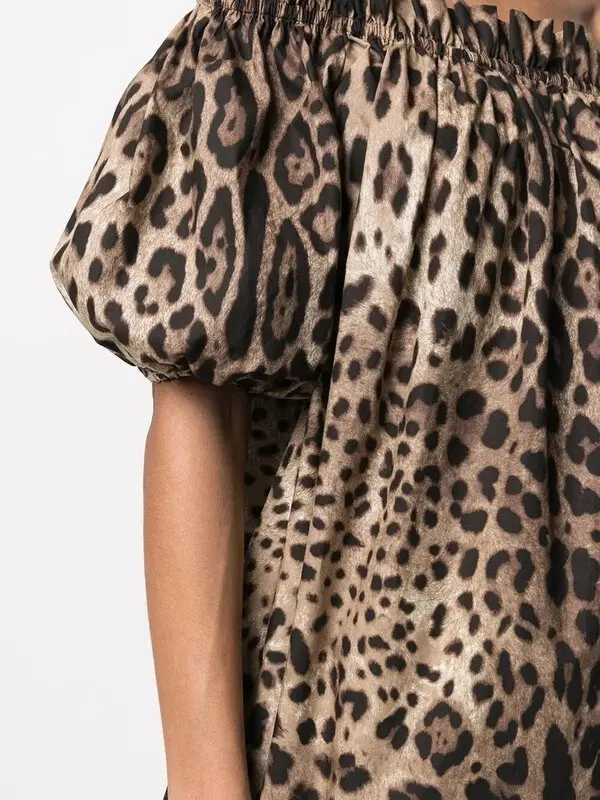 Dolce & Gabbana Leopard Print Off-the-shoulder Blouse