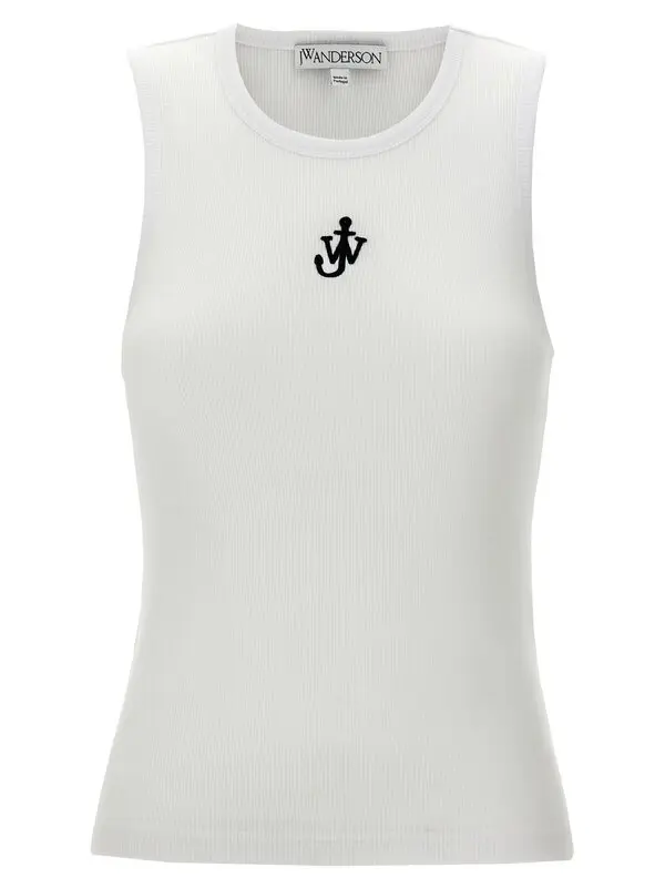 JW Anderson Ribbed Cotton Top With Anchor Embroidery
