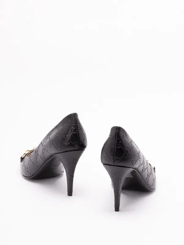 Gucci Embossed Calf Leather Horsebit Pumps