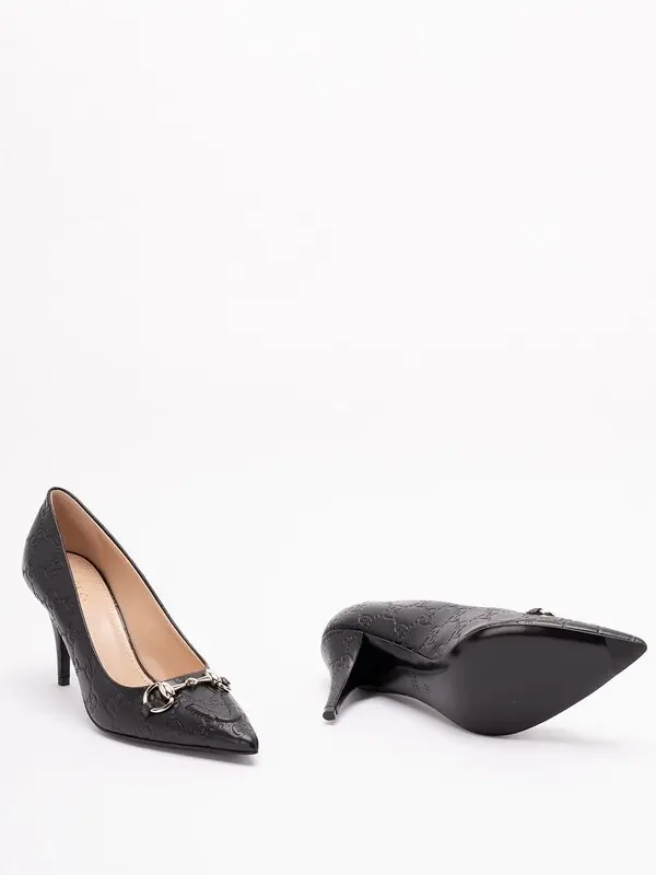 Gucci Embossed Calf Leather Horsebit Pumps