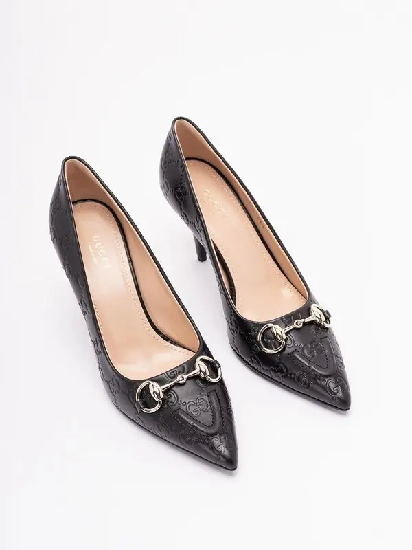 Gucci Embossed Calf Leather Horsebit Pumps