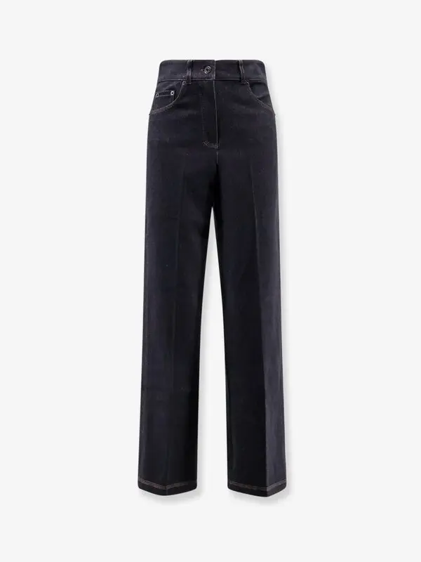 Max Mara Straight Leg Cotton Blend Trousers - Multicolor