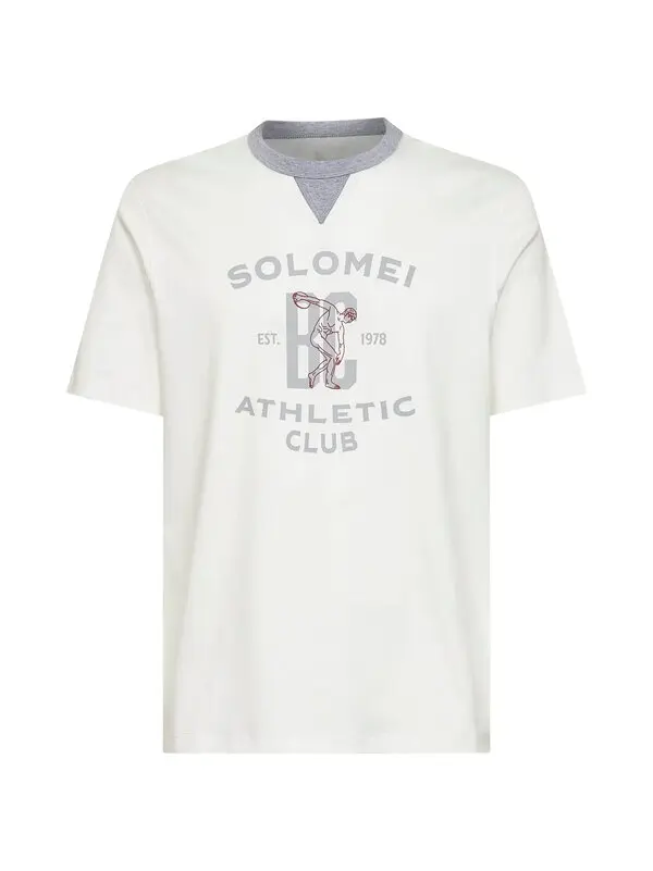 Brunello Cucinelli White Cotton Jersey Printed T-shirt