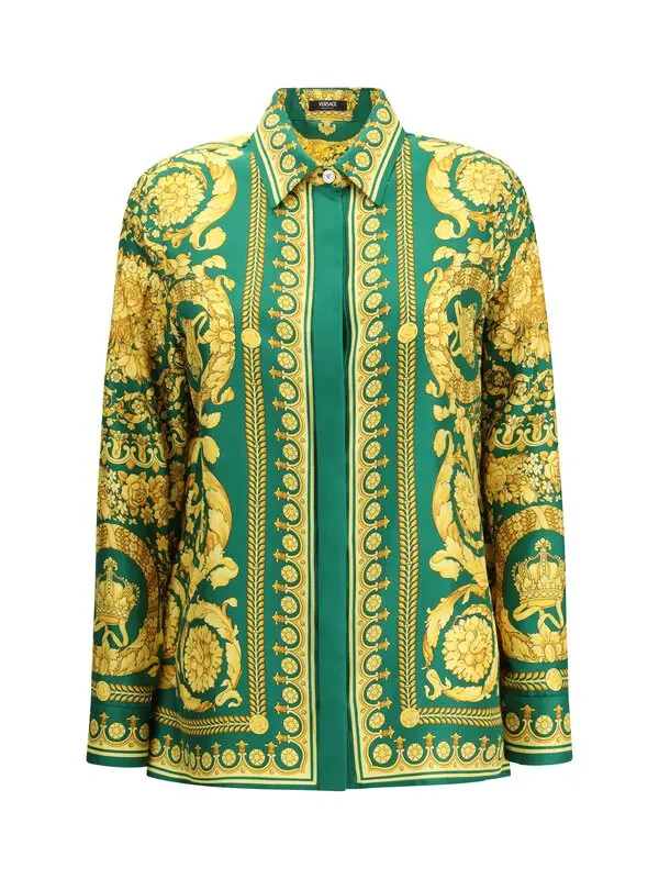 Versace Printed Silk Shirt - Green