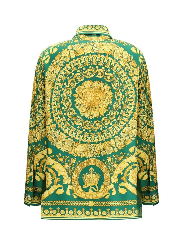 Versace Printed Silk Shirt - Green