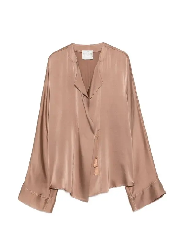 FORTE_FORTE Silk Satin Shirt With Tassel Detail