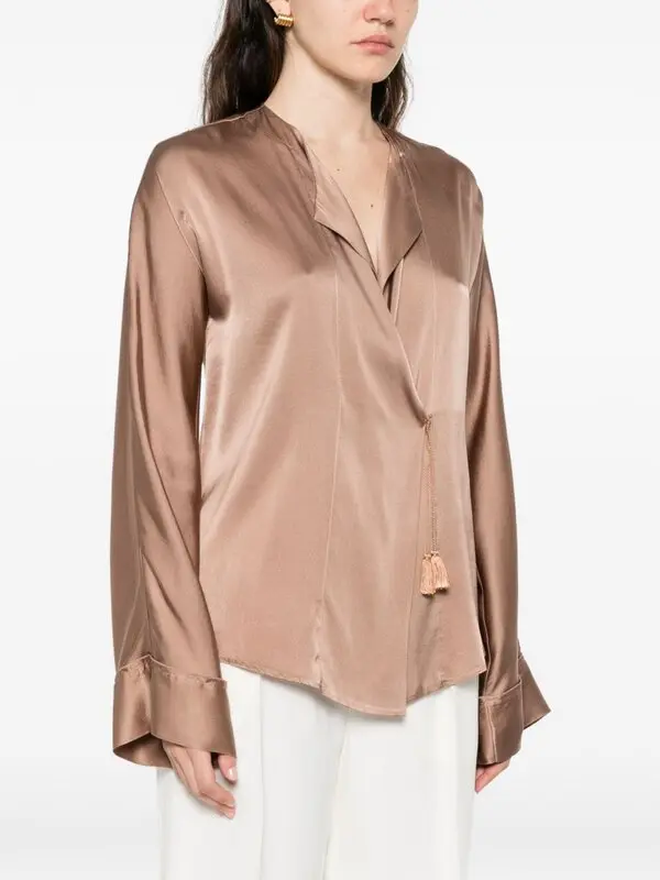 FORTE_FORTE Silk Satin Shirt With Tassel Detail