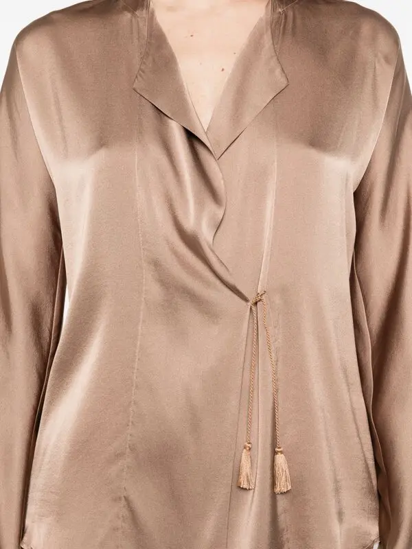 FORTE_FORTE Silk Satin Shirt With Tassel Detail