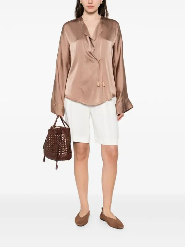 FORTE_FORTE Silk Satin Shirt With Tassel Detail