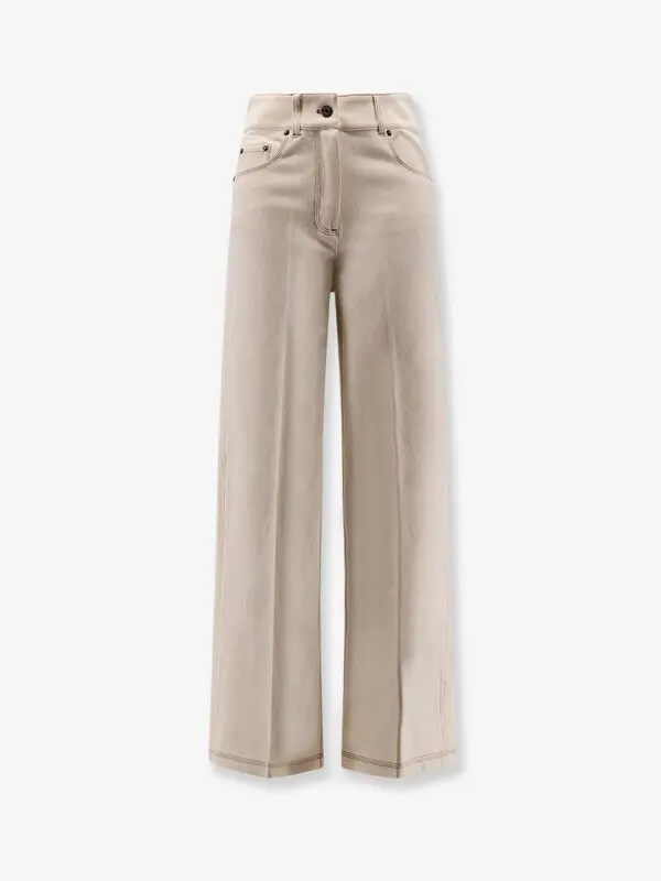 Max Mara Cotton Blend Trousers - Cream