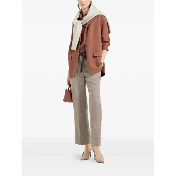 Brunello Cucinelli Linen Blend Blazer With Monili Detail