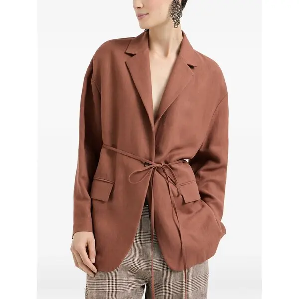 Brunello Cucinelli Linen Blend Blazer With Monili Detail