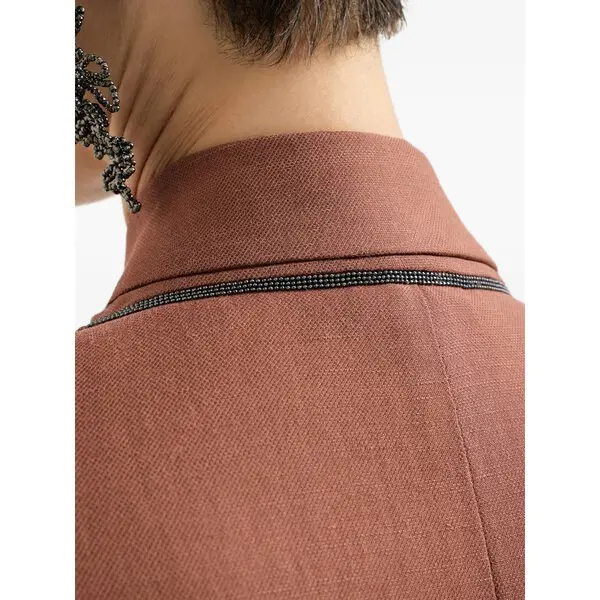 Brunello Cucinelli Linen Blend Blazer With Monili Detail