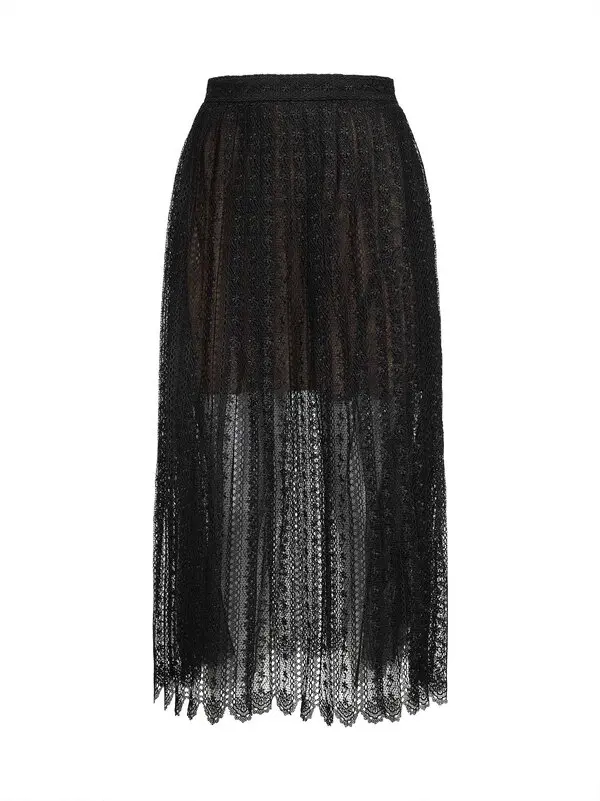 SELF-PORTRAIT Organza Lace Midi Skirt - Multicolor