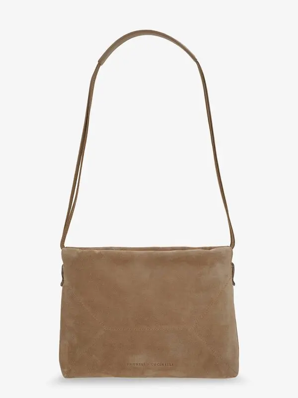 Brunello Cucinelli Suede Shoulder Bag - Cream