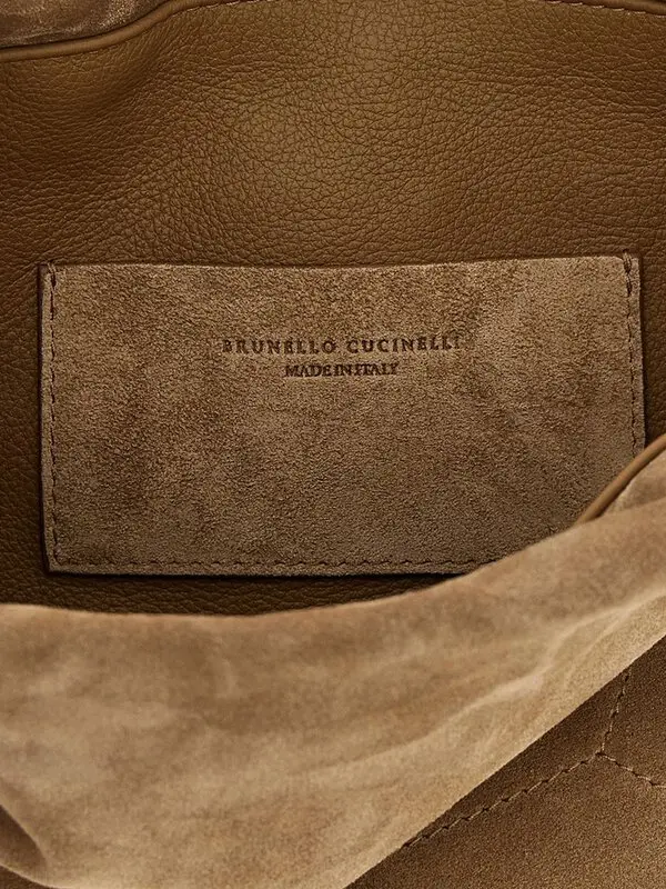 Brunello Cucinelli Suede Shoulder Bag - Cream
