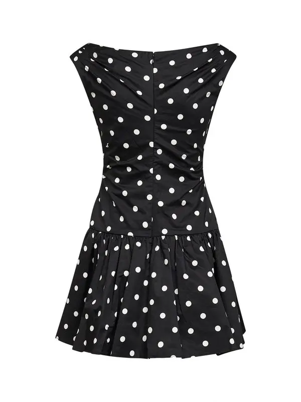 SELF-PORTRAIT Black Polka Dot Cotton Mini Dress - Multicolor