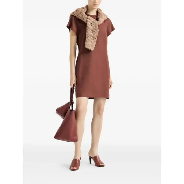 Brunello Cucinelli Short Sleeve Dress With Trim Detail