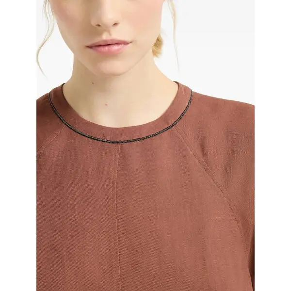 Brunello Cucinelli Short Sleeve Dress With Trim Detail