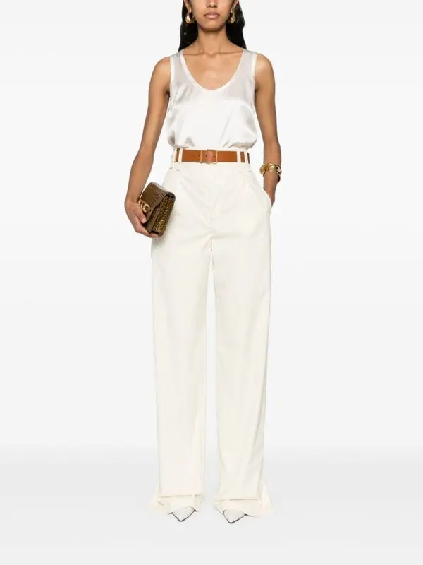 Saint Laurent Wide Leg Cotton Trousers