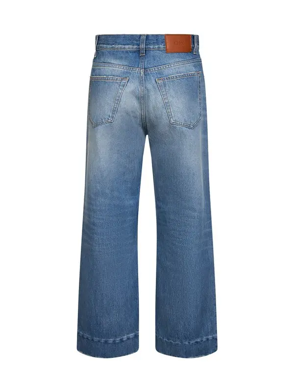 Chloé Dream Blue Denim High-rise Cropped Wide-leg Jeans
