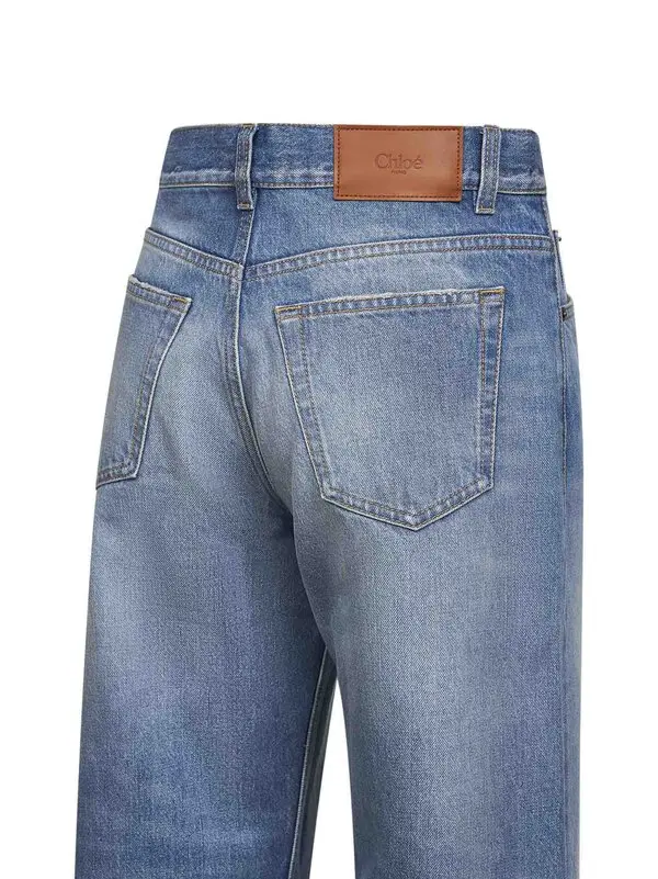 Chloé Dream Blue Denim High-rise Cropped Wide-leg Jeans