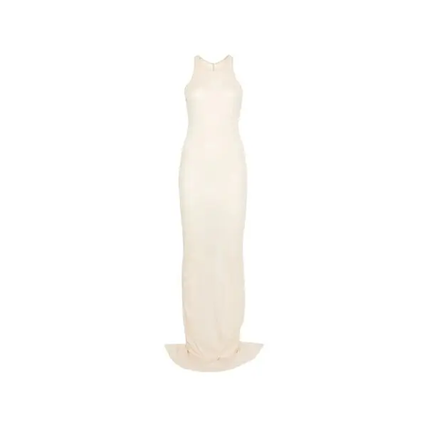 Rick Owens Beige Racerback Maxi Dress With Draped Detailing