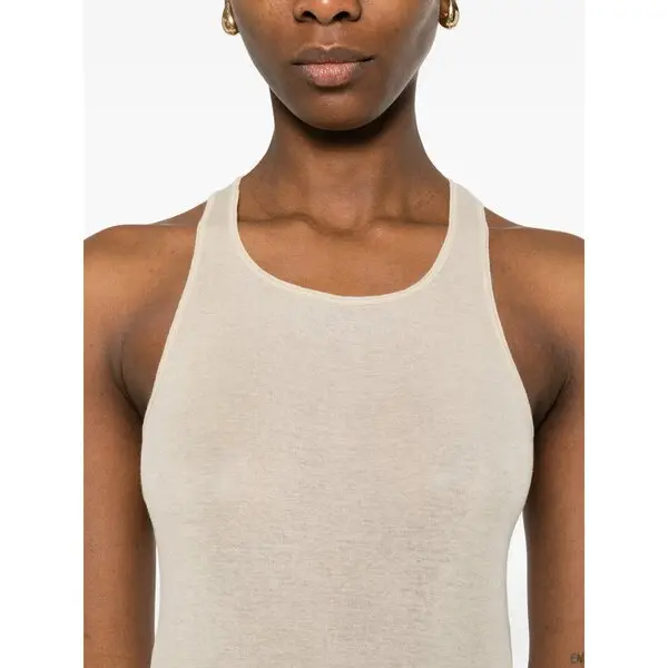 Rick Owens Beige Racerback Maxi Dress With Draped Detailing