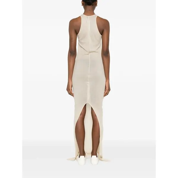 Rick Owens Beige Racerback Maxi Dress With Draped Detailing