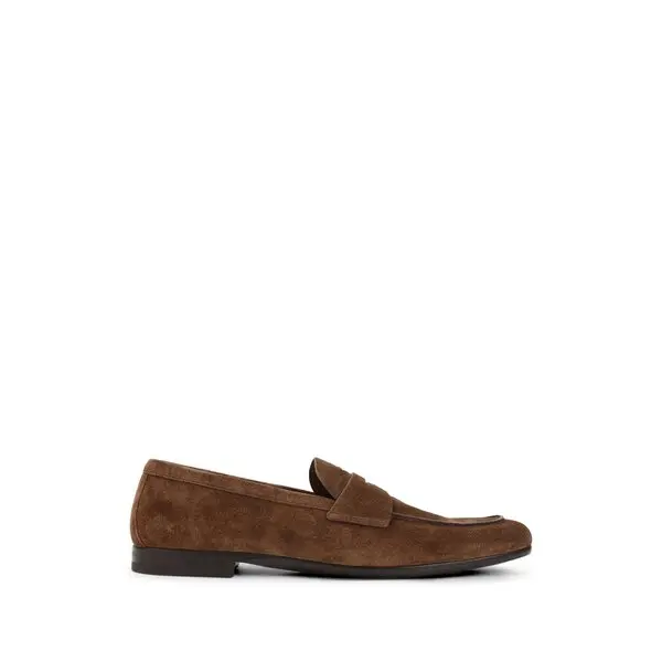 Prada Suede Loafers With Piped Trim - Brown