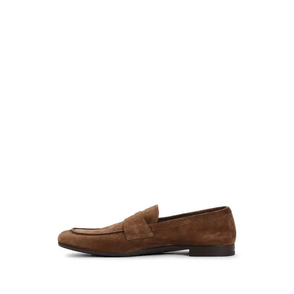 Prada Suede Loafers With Piped Trim - Brown