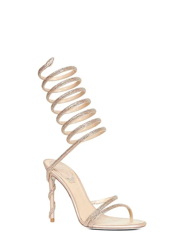 Rene Caovilla Beige Margot 105 Jeweled Sandals