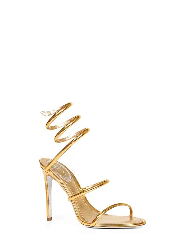 Rene Caovilla Metallic Gold Cleo 105 Sandals - Multicolor