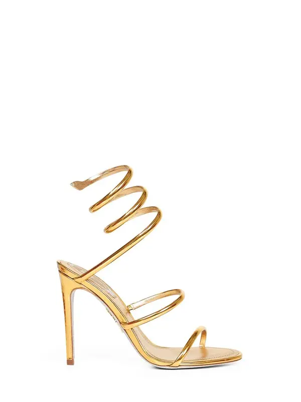 Rene Caovilla Metallic Gold Cleo 105 Sandals - Multicolor