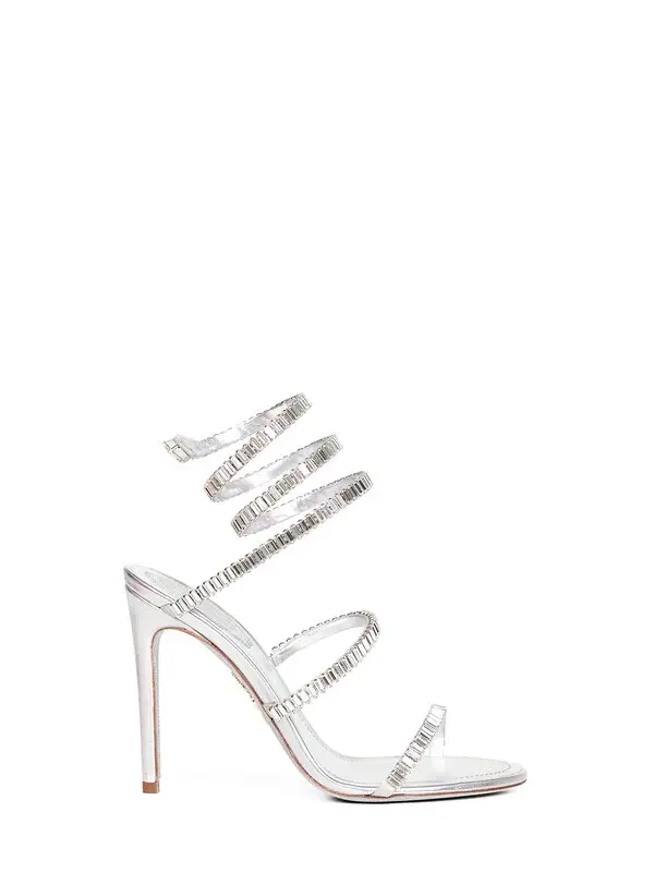 Rene Caovilla Silver Cleo Spark Jeweled Stiletto Sandals - Multicolor